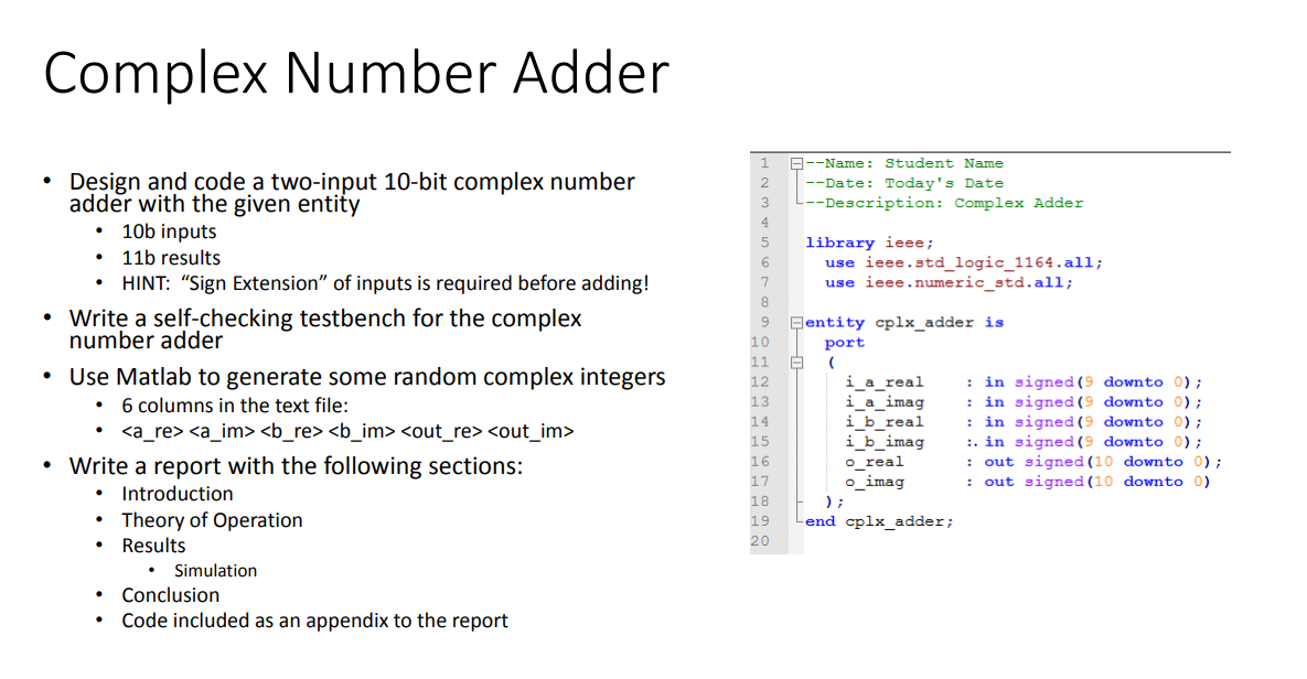 Complex Number Adder 1 --Name: Student Name --Date: | Chegg.com
