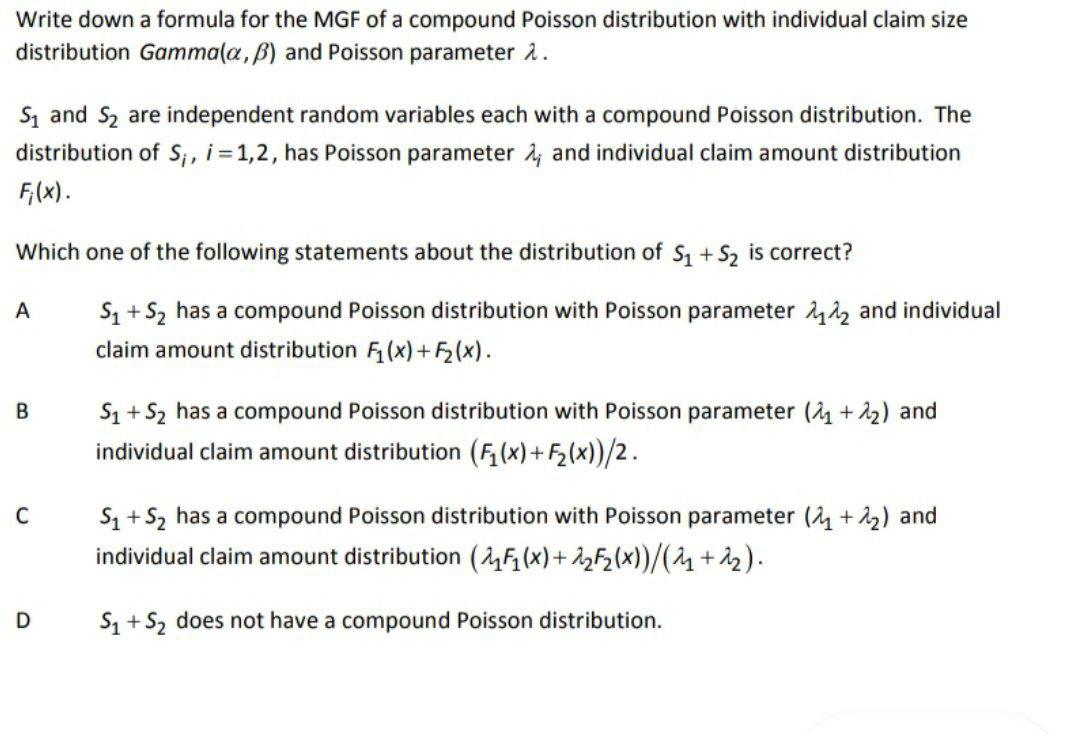 Solved Write down a formula for the MGF of a compound | Chegg.com