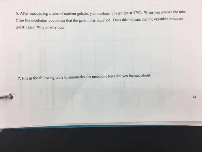 Solved 6. After inoculating a tube of nutrient gelatin, you | Chegg.com