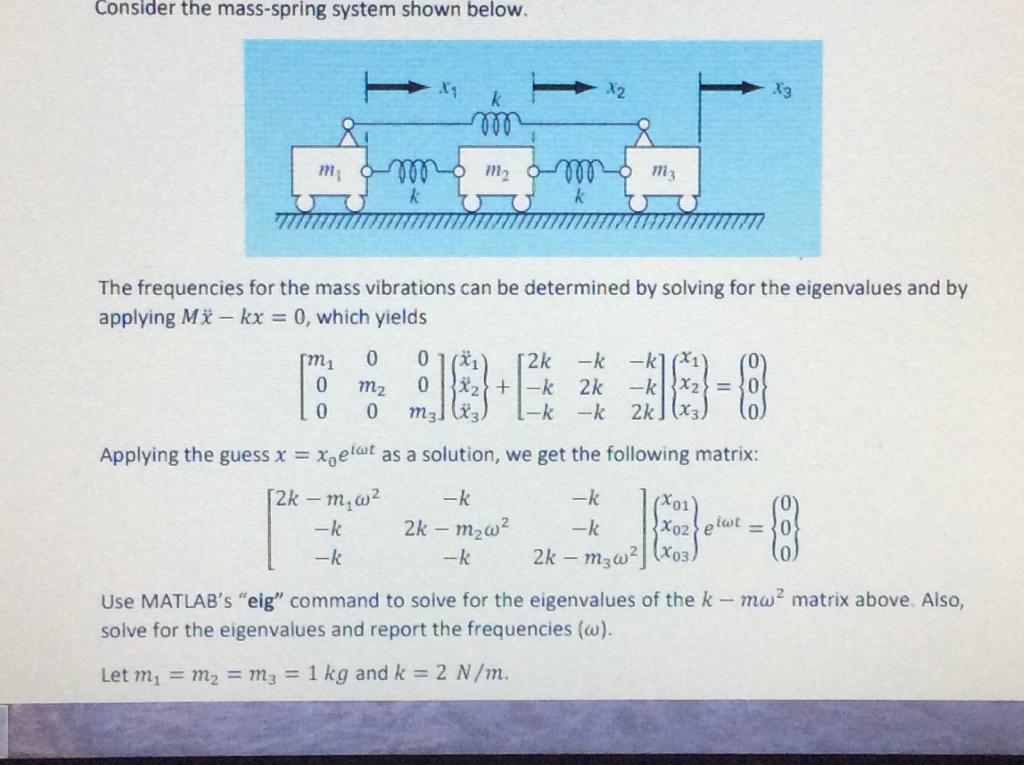 Solved Consider the mass-spring system shown below. X9 12 X3 | Chegg.com