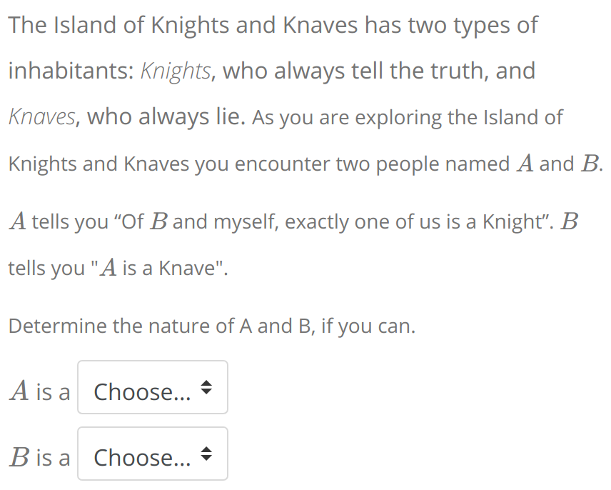 Solved The Island of Knights and Knaves has two types of | Chegg.com