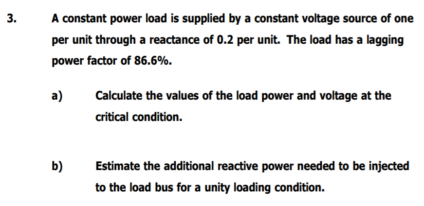 Solved 3. A constant power load is supplied by a constant | Chegg.com