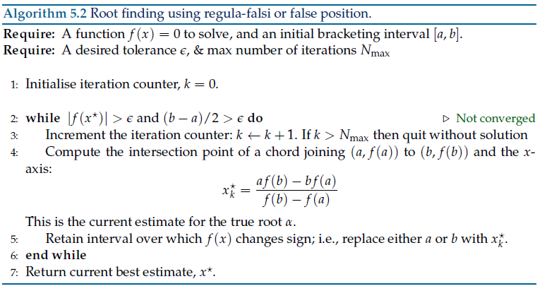 Solved Algorithm 5.2 Root finding using regula-falsi or | Chegg.com