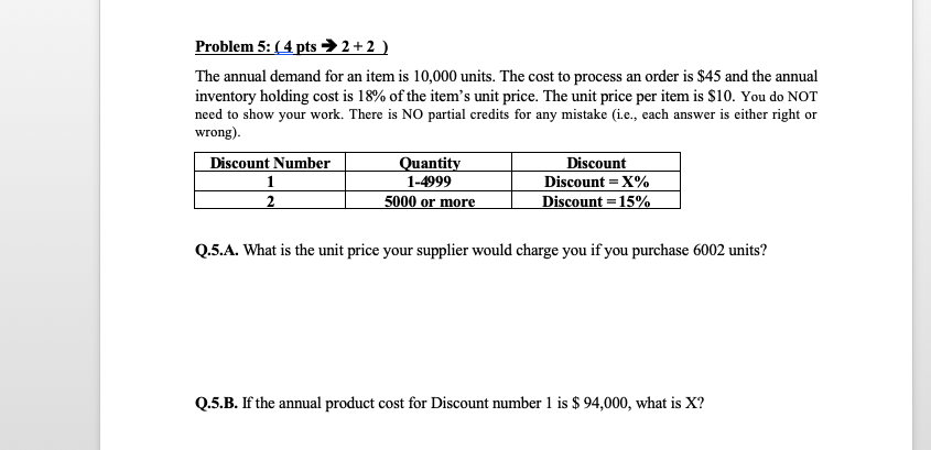 Solved Problem 3: (5 pts → 3+2): Brian Adams, the manager of | Chegg.com