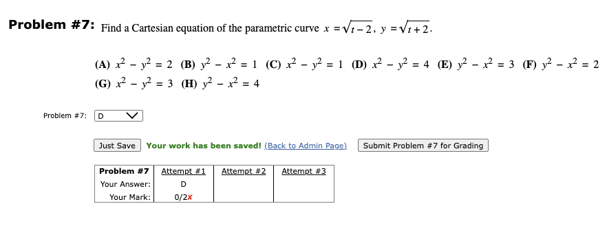 Solved Problem #7: Find a Cartesian equation of ﻿the | Chegg.com