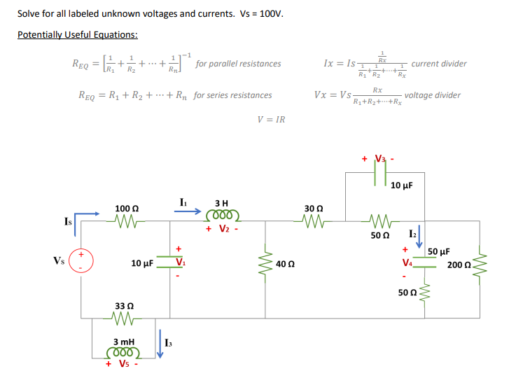 Solved Solve for all labeled unknown voltages and currents. | Chegg.com