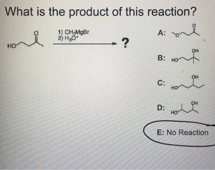 Solved What is the product of this reaction? 1) CH3MgBr 2) | Chegg.com