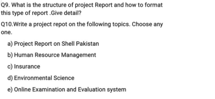 Solved Q9. What is the structure of project Report and how | Chegg.com