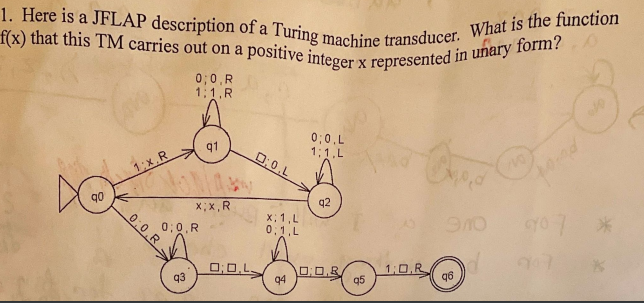 Solved 1. Here is a JFLAP description of a Turing machine | Chegg.com