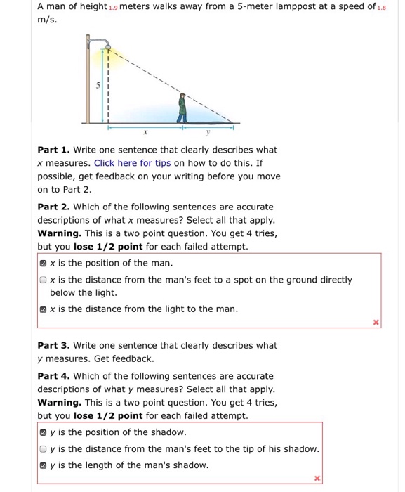 Solved A Man Of Height 1 9 Meters Walks Away From A 5 meter Chegg