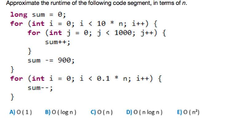 Solved Approximate the runtime of the following code | Chegg.com