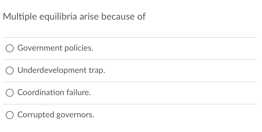 Solved Multiple equilibria arise because of Government | Chegg.com