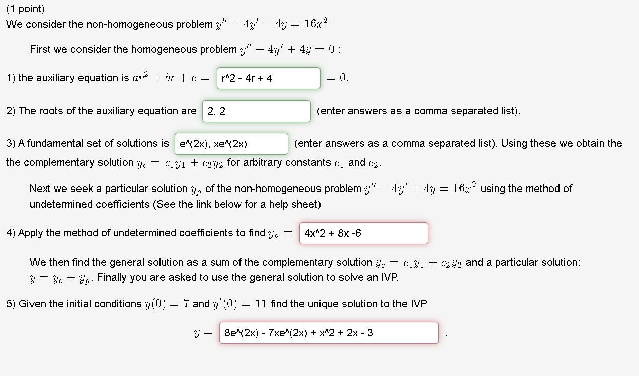 Solved (1 point) We consider the non-homogeneous problem | Chegg.com