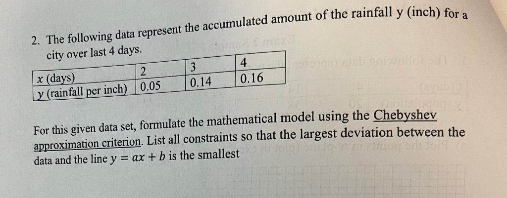 2. The following data represent the accumulated | Chegg.com