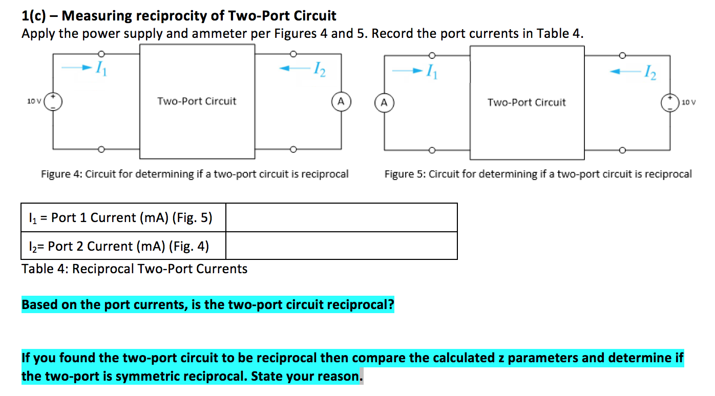 Solved Part 1(a) - Two-Port Circuit Parameter Calculations | Chegg.com
