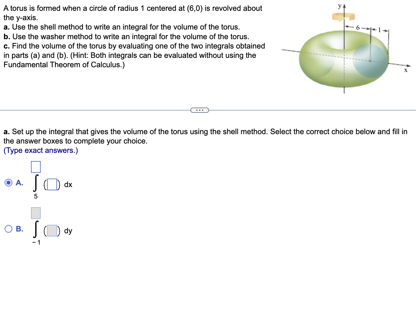 Solved A torus is formed when a circle of radius 1 centered | Chegg.com