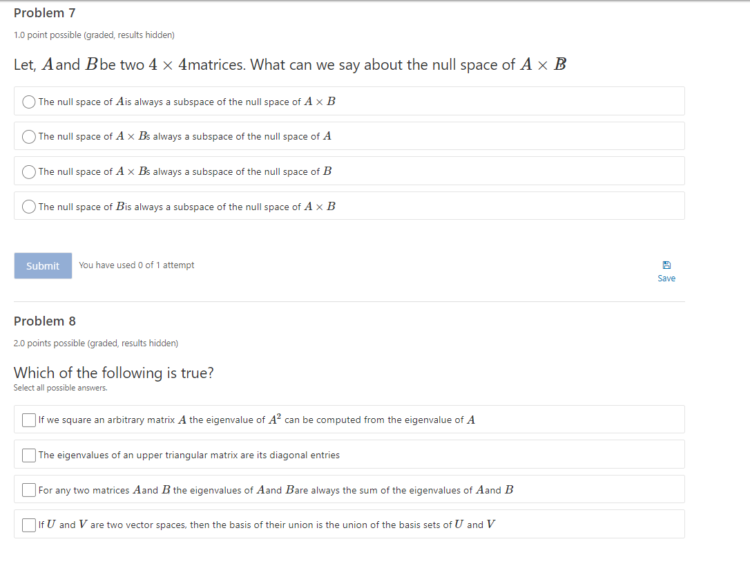 Solved Problem 7 1.0 point possible (graded, results hidden) | Chegg.com
