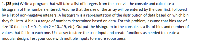 Solved 1. (25 pts) Write a program that will take a list of | Chegg.com