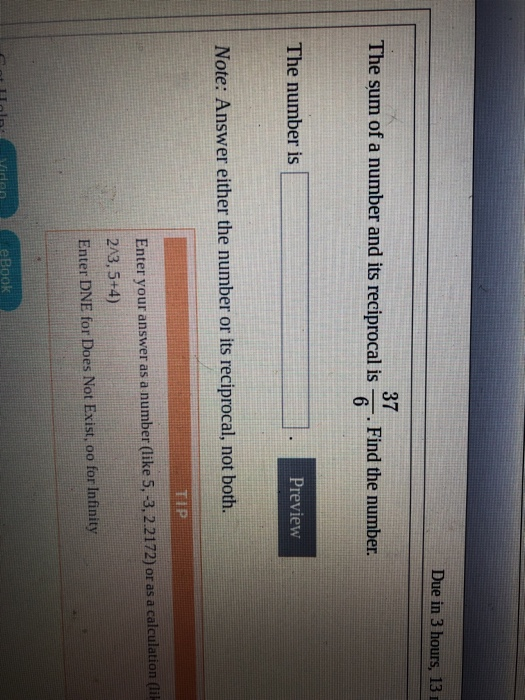 Solved Due in 3 hours, 13 37 The sum of a number and its | Chegg.com