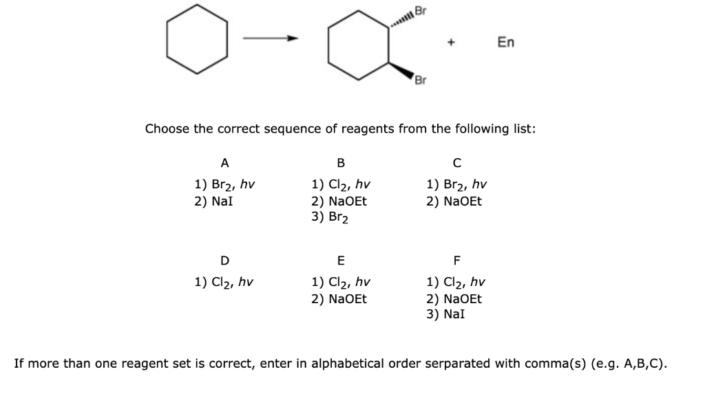 Solved En Br Choose the correct sequence of reagents from | Chegg.com