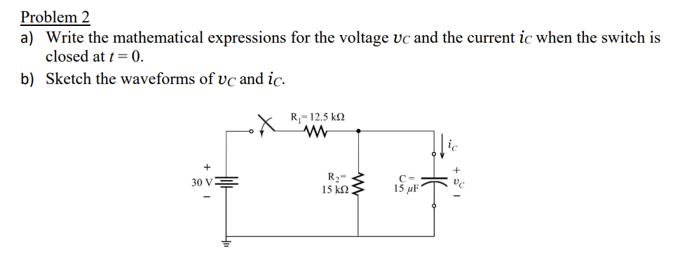 Solved a) Write the mathematical expressions for the voltage | Chegg.com