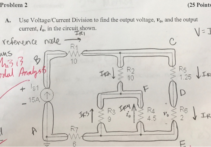 Solved Use Voltage/Current Division to find the output | Chegg.com