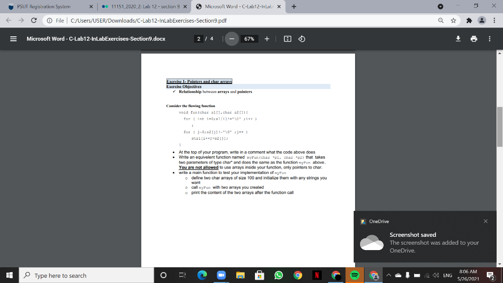 PSUT Registration System х • 11151_2020_2: Lab 12 - | Chegg.com