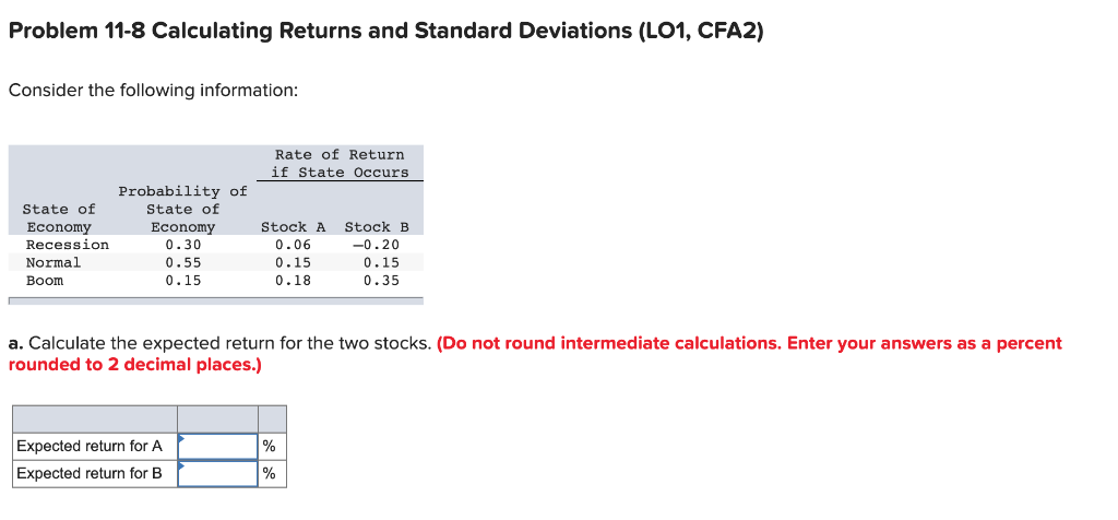 Solved Problem 11 8 Calculating Returns And Standard 
