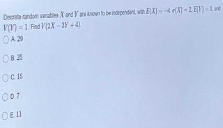 Solved Discrete random vanables X and Yare brown to be | Chegg.com