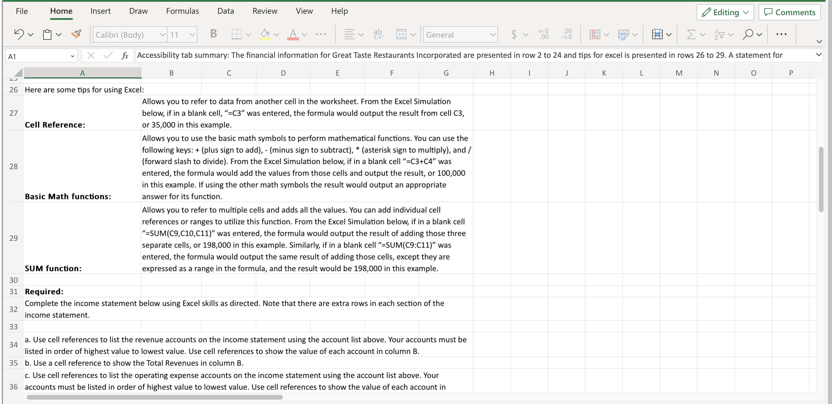 Solved File Home Insert Draw Formulas Data Review View Help | Chegg.com