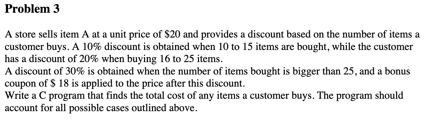Solved A store sells item A at a unit price of $20 and | Chegg.com