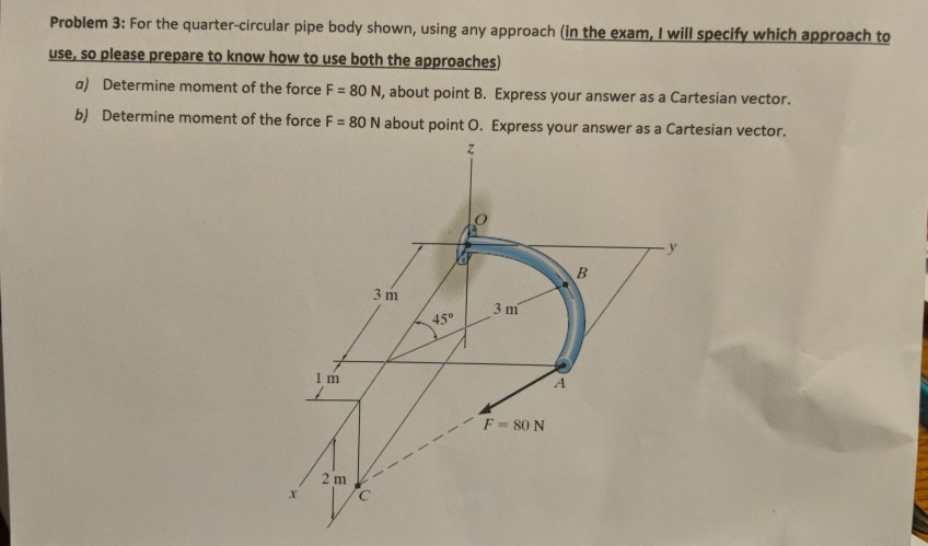Solved Problem 3: For the quarter-circular pipe body shown, | Chegg.com