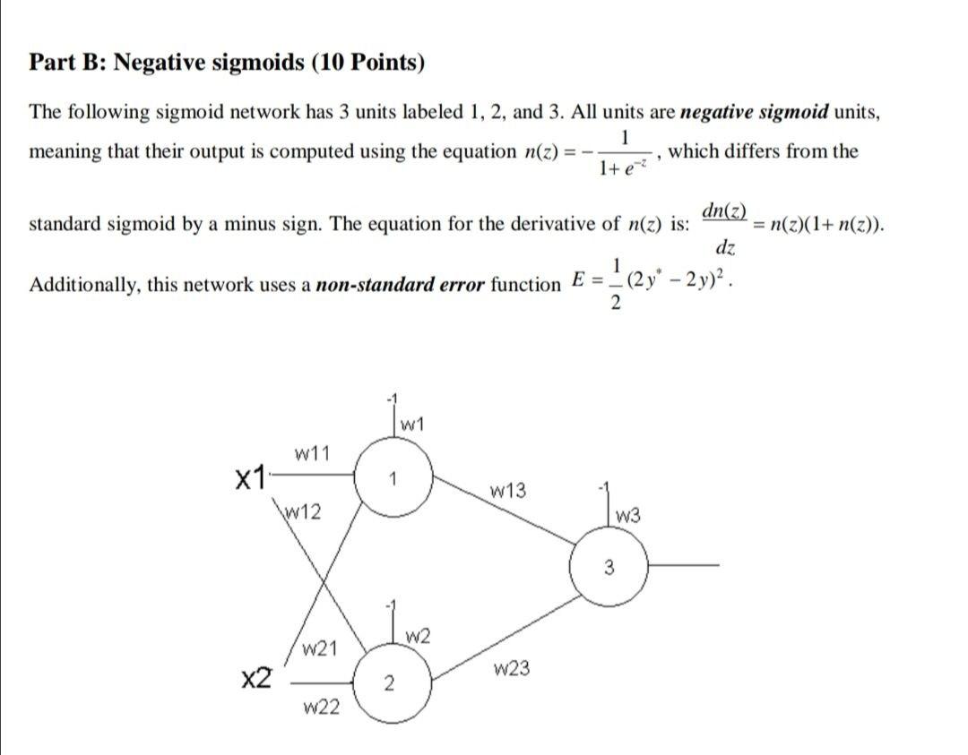 Solved Part B: Negative sigmoids (10 Points) The following | Chegg.com