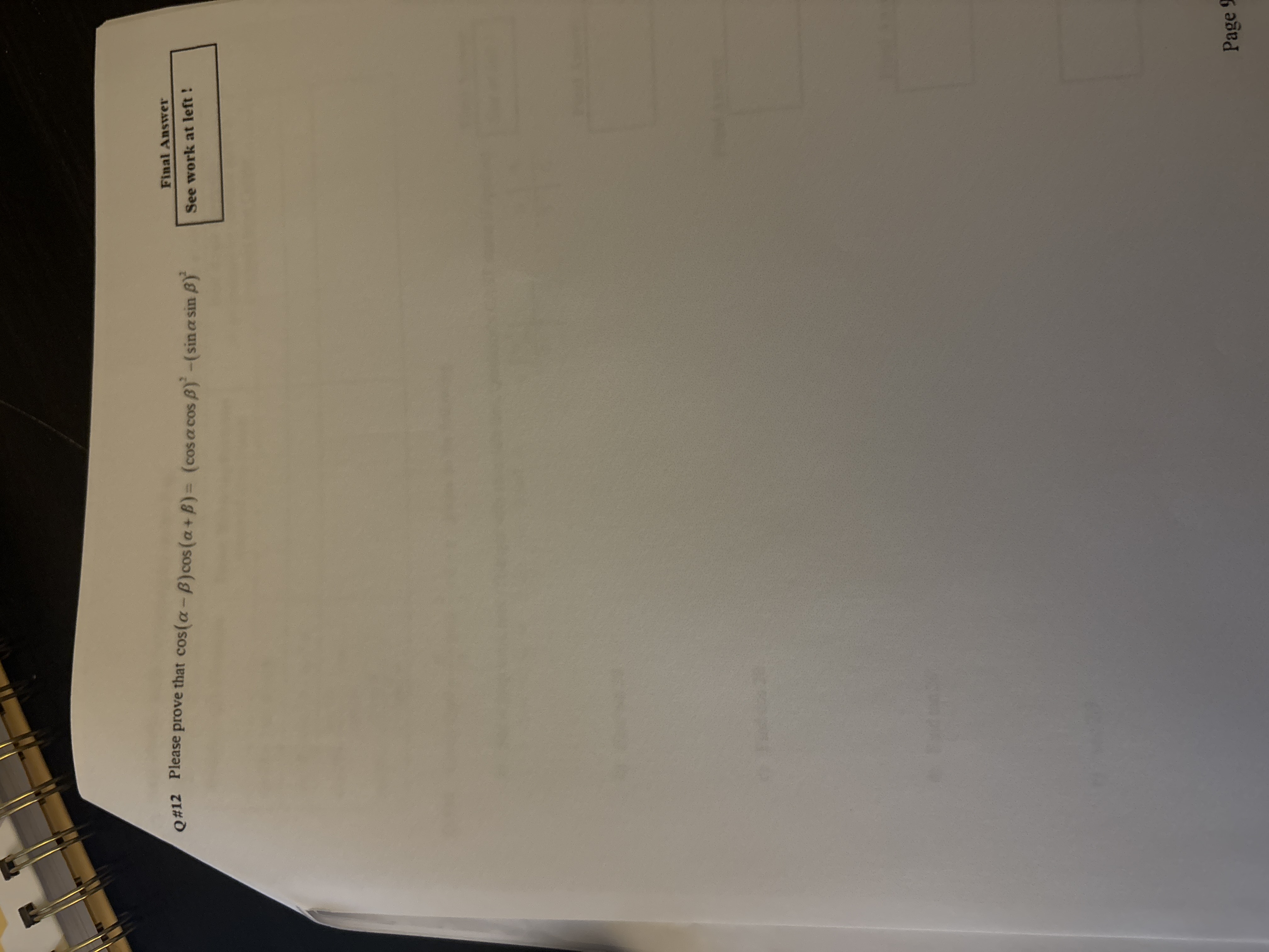 Solved Final AnswerSee work at ﻿left :Q#12 ﻿Please prove | Chegg.com