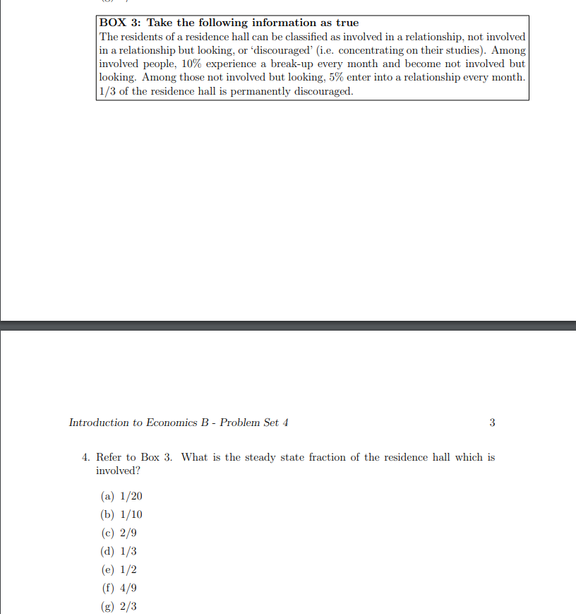 Solved Introduction to Economics B - Problem Set 4 2 BOX 2: | Chegg.com