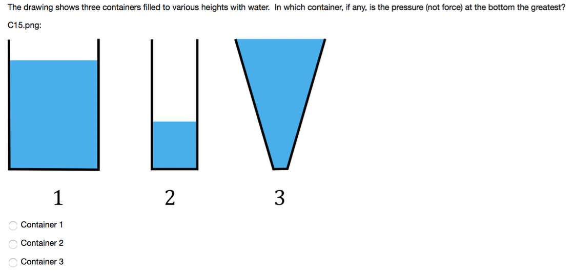 Solved The drawing shows three containers filled to various | Chegg.com