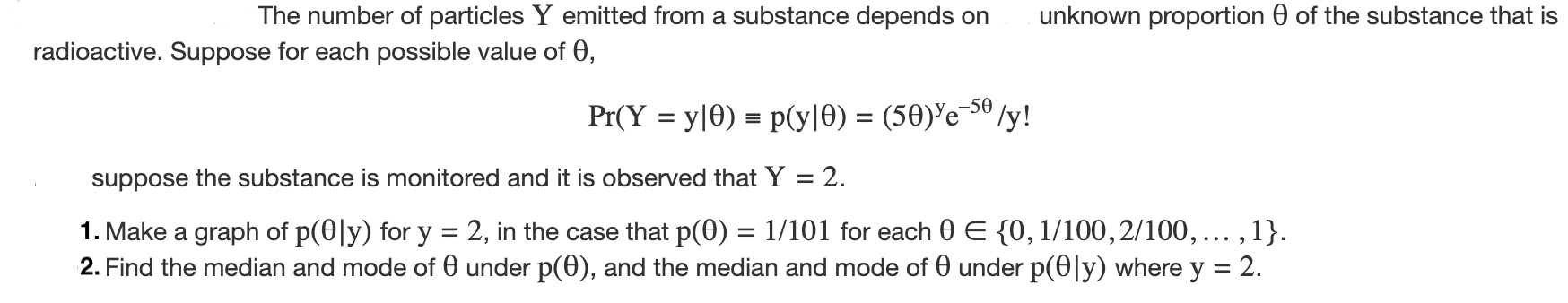 Solved The number of particles Y emitted from a substance | Chegg.com