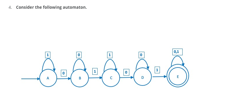 Solved 4. Consider the following automaton. 0,1 1 0 1 a) | Chegg.com