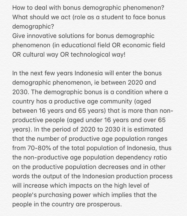 Solved How to deal with bonus demographic phenomenon? What | Chegg.com