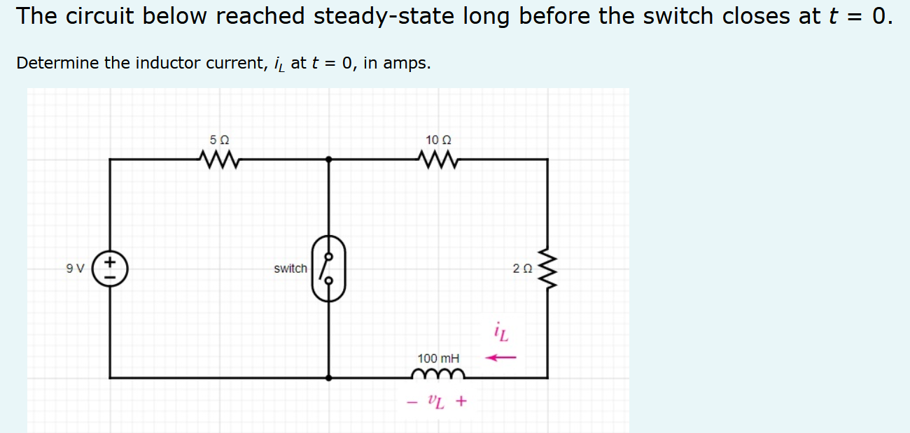 Solved The circuit below reached steady-state long before | Chegg.com