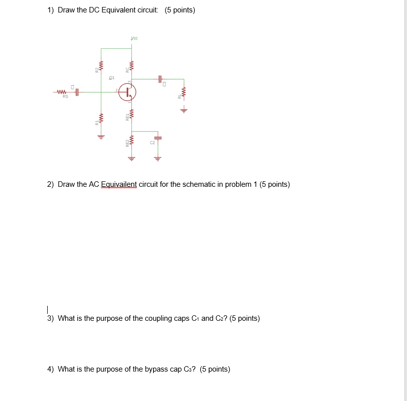 Solved 1) Draw the DC Equivalent circuit: (5 points) 8 W wy | Chegg.com