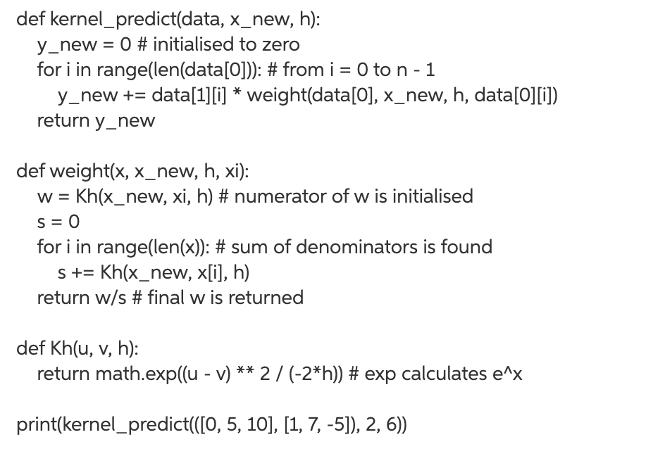Solved 6. Complete the function kernel-smooth that takes in | Chegg.com