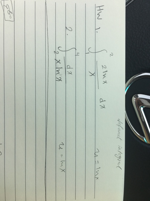 Solved integral_1^2 2 ln x/x dx u = ln x integral_2^4 dx/x | Chegg.com
