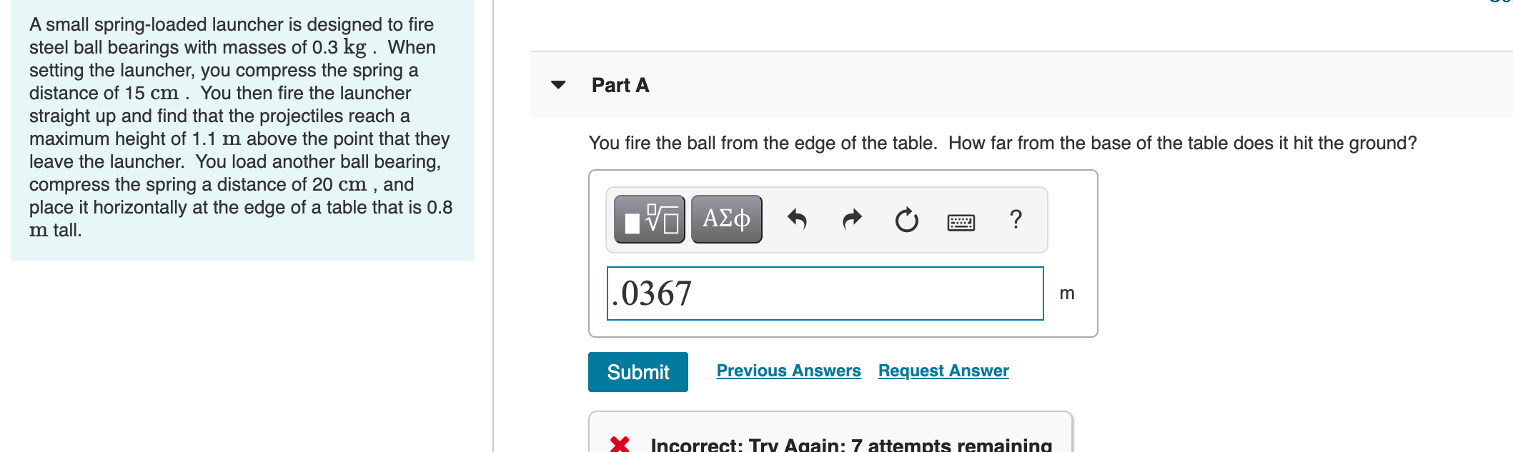 Solved Part A A small spring-loaded launcher is designed to | Chegg.com