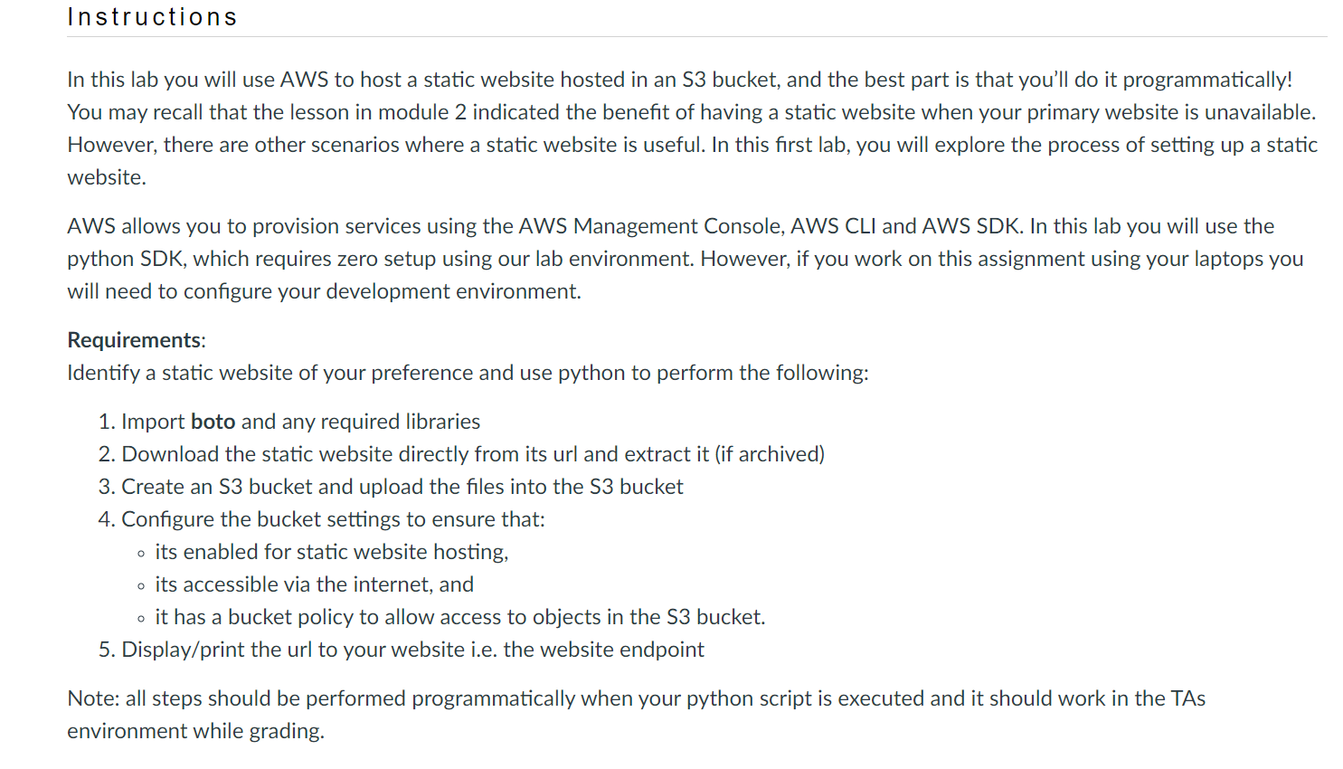Solved Instructions In this lab you will use AWS to host a | Chegg.com