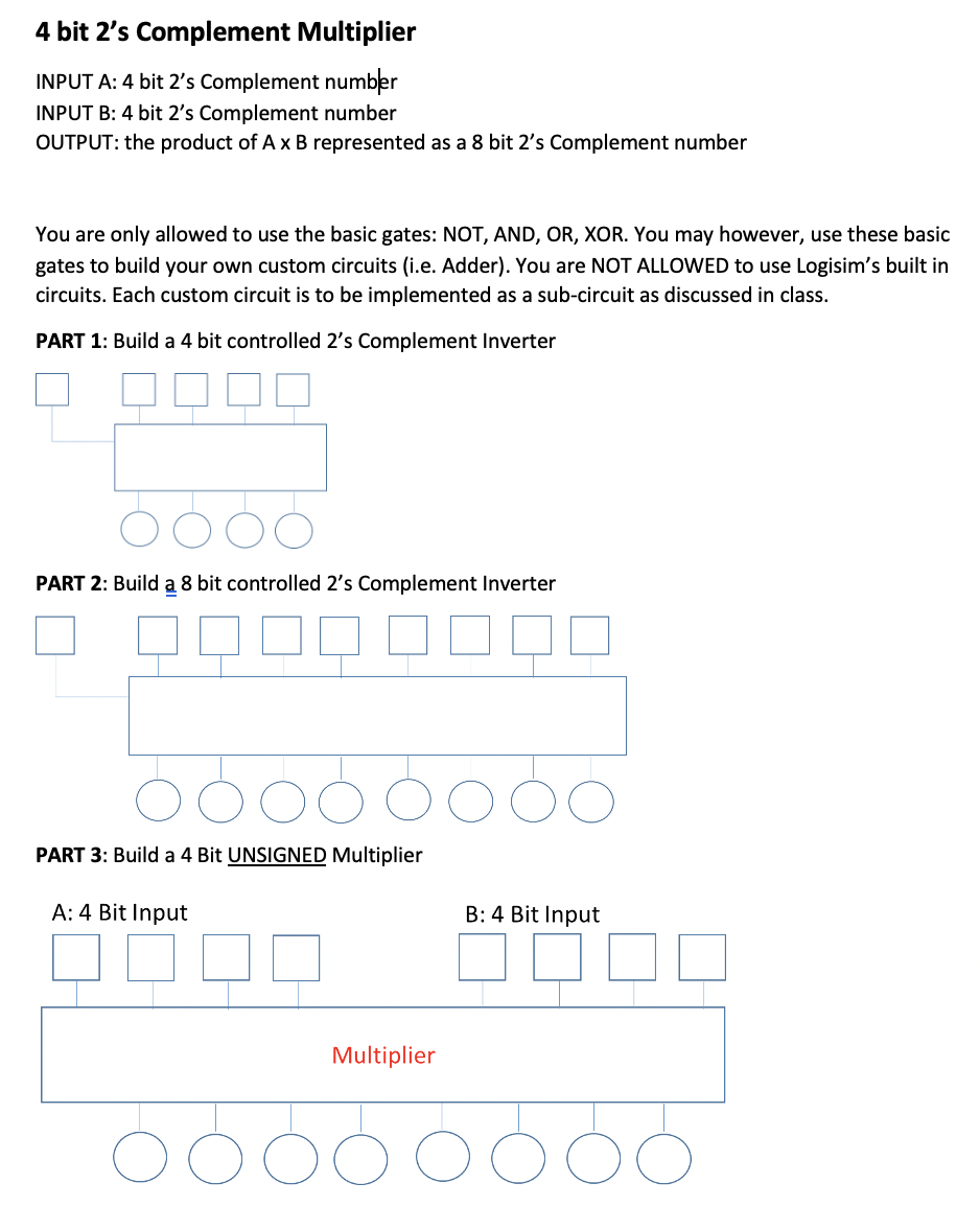 4 bit 2's Complement Multiplier INPUT A: 4 bit 2's | Chegg.com