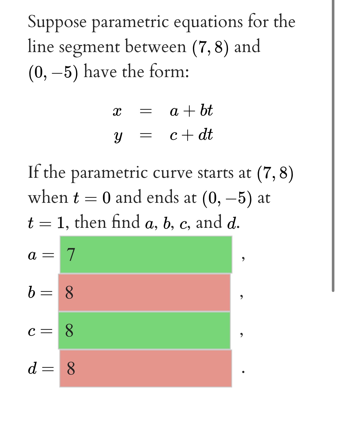 Solved Suppose Parametric Equations For The Line Segment