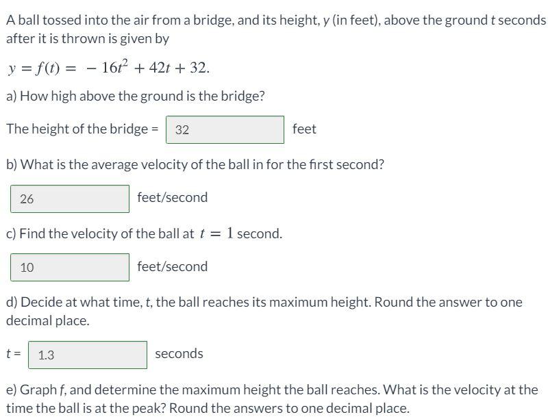 Solved A ball tossed into the air from a bridge, and | Chegg.com