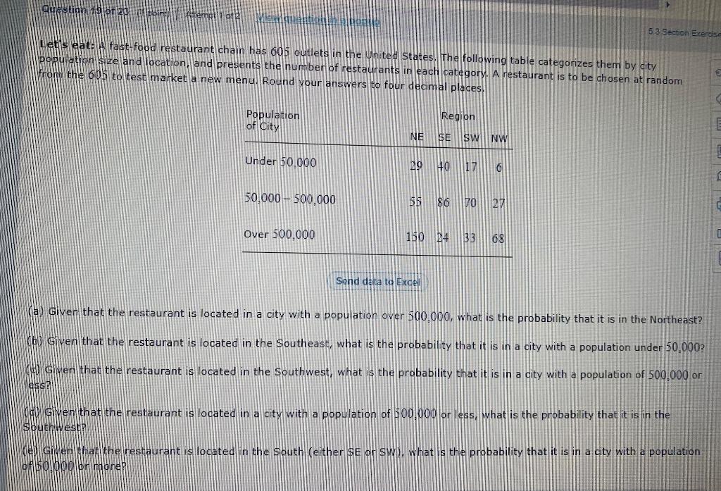Solved Part 2 of 5 Given that the restaurant is located in | Chegg.com