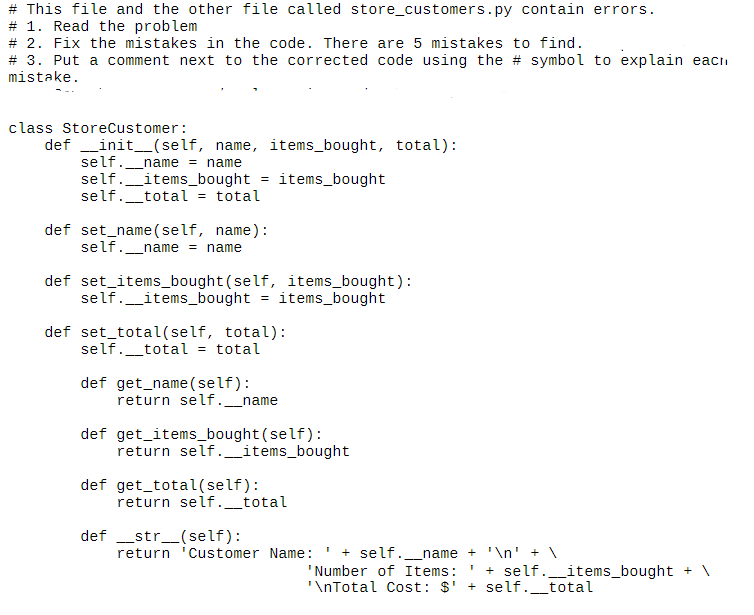 Solved Using python:The store_customer.py program (2nd to | Chegg.com